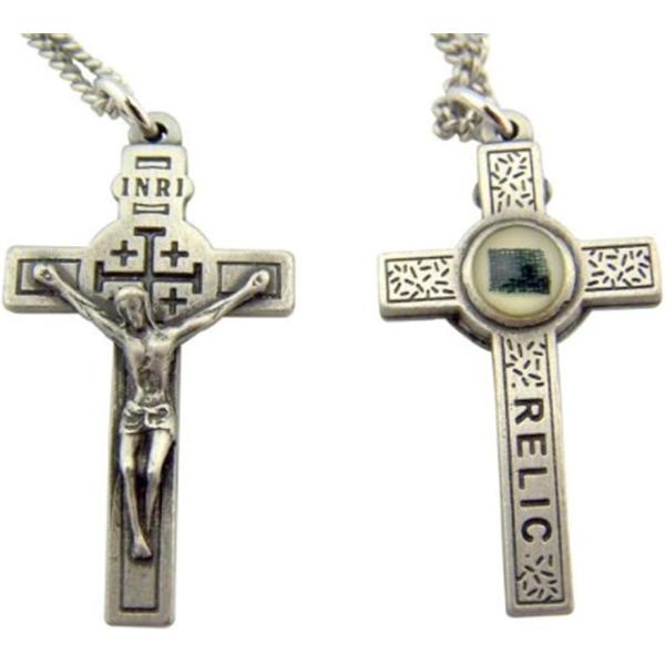 商品名ピューターエルサレムクロス十字架ペンダントwith 3rdクラスRelic、1 1 / 2インチShomali Pewter Jerusalem Cross Crucifix Pendant with 3rd Class Relic,...
