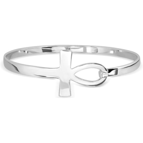 商品名WithLoveSilverスターリングシルバーAnkhクロスKey of Lifeバングルブレスレット、7 ""WithLoveSilver Sterling Silver 925 Ankh Cross Key of Life Ba...