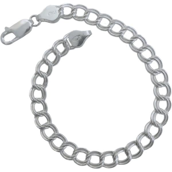 商品名ミラノチェーン .925スターリングシルバー イタリアンダブルリンクチャームブレスレット 5mm 強くて丈夫なリンク ロブスタークロウ, スターリングシルバー, 宝石なし。Milano Chains .925 Sterling Sil...