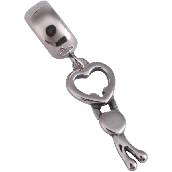 商品名Adabele 1pc Authentic Sterling Silver Hypoallergenic Happy Heart Bead Charm Compatible with Pandora All Other Charm B...