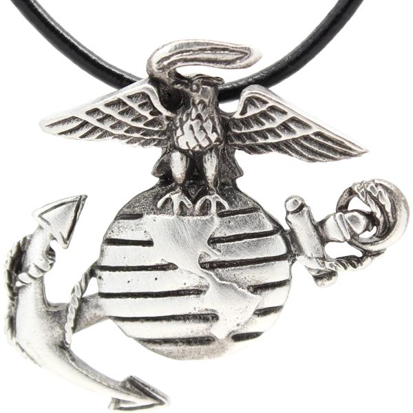 商品名ピューターUSMC Marine Corps Insignia Semper FiペンダントレザーネックレスTrilogy Jewelry Pewter USMC Marine Corps Insignia Semper Fi Pen...