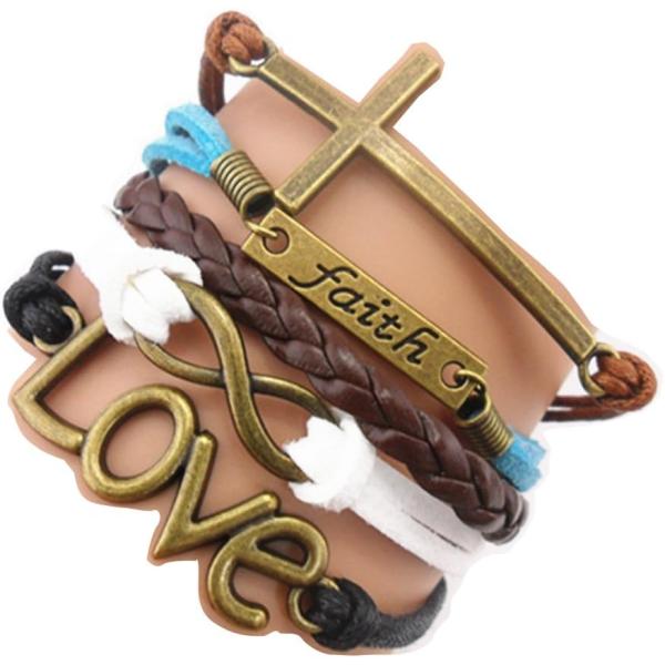 商品名AC Union ACUNIONTM ハンドメイド インフィニティ ターコイズ 天使の羽 フクロウ 蝶 アンカーブライド ハート 親友 チャーム 友情 ギフト レザー ブレスレット 17-20CMAc Union Handmade A...