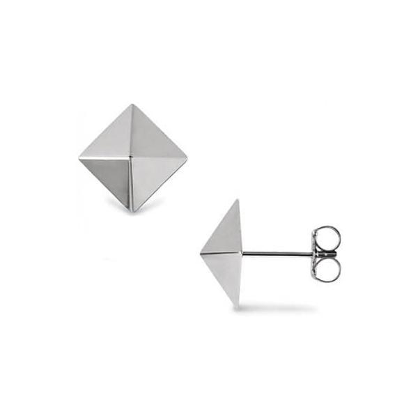 商品名AmythystステンレススチールSmall 3dピラミッドスタッドイヤリングAmythyst Silver Tone Stainless Steel Small 3D Pyramid Stud Earringsブランド：Amythy...