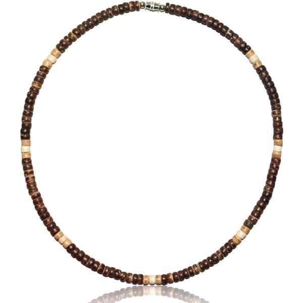 商品名ネイティブTreasure   16 ""ブラウン、タンとクリームWood Cocoビーズネックレス   5 mm (3 / 16インチ)Native Treasure 16"" inch XX-SMALL Mens and Wome...