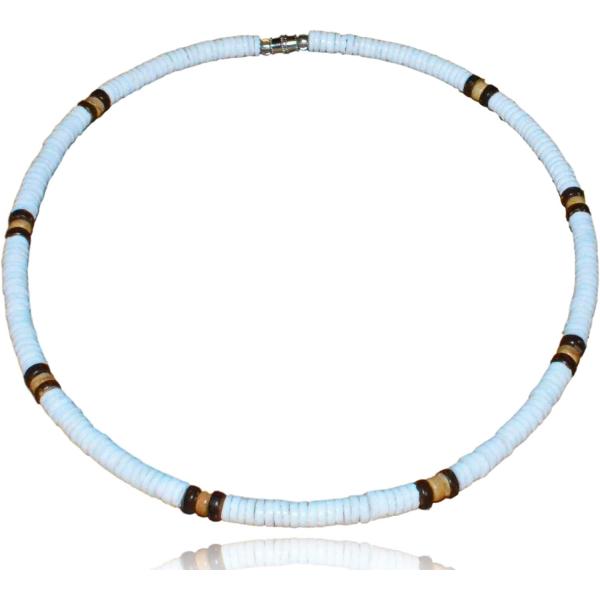 商品名Native Treasure 5mm(3/16インチ) ホワイトプカシェルビーズ ブラウンココナッツビーズ ネックレス/ブレスレット 7-24インチNative Treasure - 19"" inch Mens and Women...