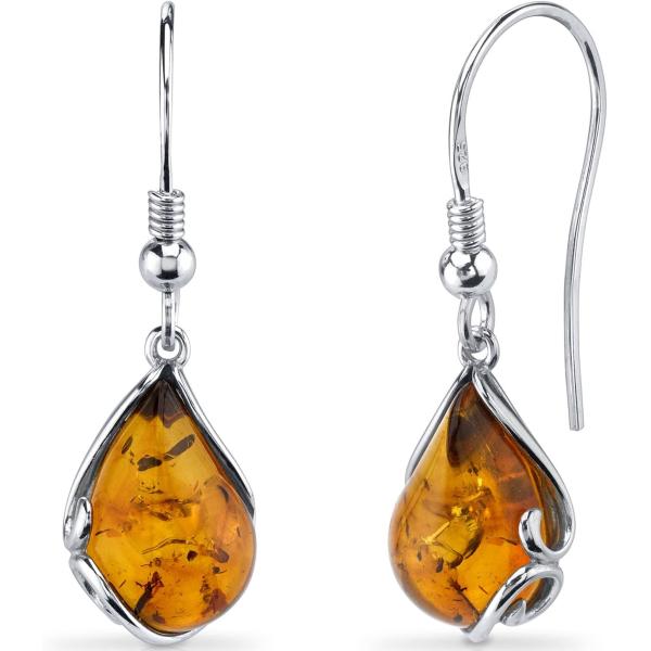 商品名Peora 本物のバルト海琥珀 ティアドロップデザイン ジュエリー 女性用 スターリングシルバーPeora Genuine Baltic Amber Teardrop Earrings for Women 925 Sterling S...