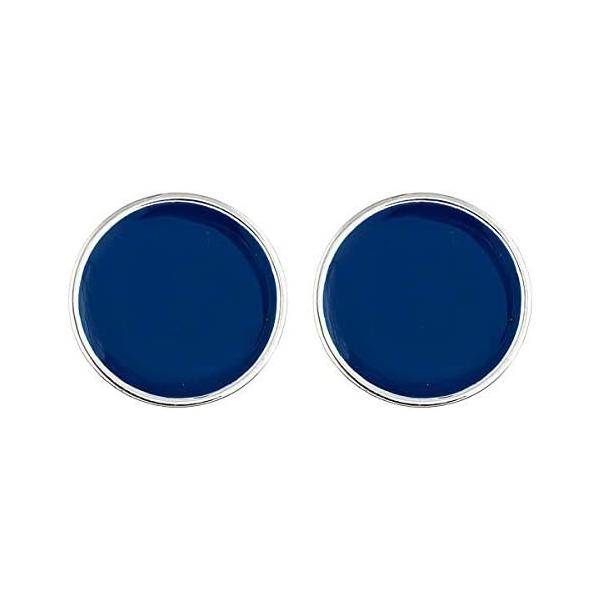 商品名AmythystステンレススチールColoredフラット円/ラウンドディスクスタッドイヤリングAmythyst Large Silver Tone Stainless Steel Dark Navy Blue Colored Flat...