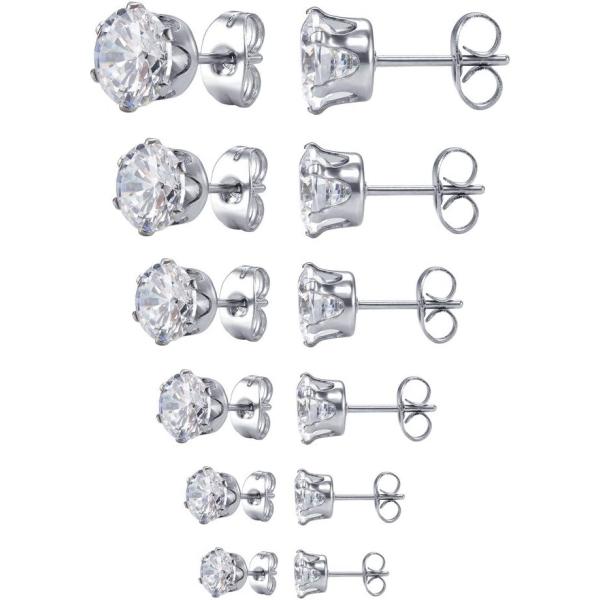 商品名Jstyle Jewelry Women's Stainless Steel Round Clear Cubic Zirconia Stud Earring (6 Pairs)Jstyle Stud Earrings for Wome...