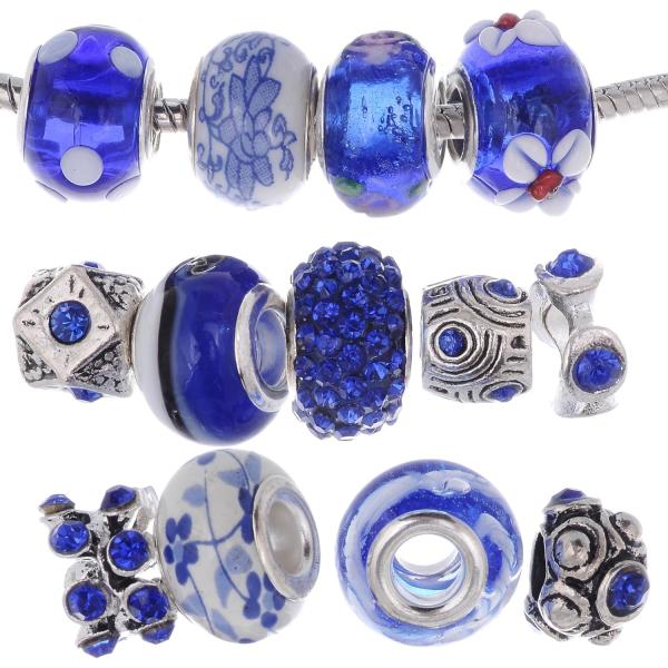 商品名RUBYCA Murano Lampwork Charm Glass Beads Tibetan Crystal European Bracelet Mix Assortment Royal Blue 15Pcsブランド：RUBYCA...