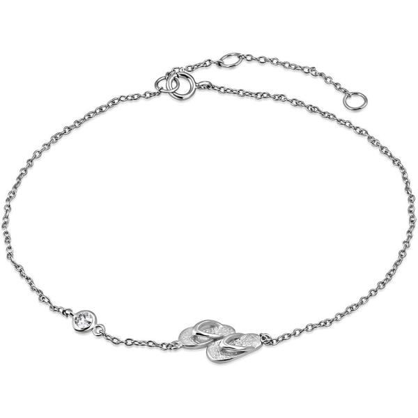 商品名925 Sterling Silver Bezel-Set White Clear CZ Flip-Flops Slippers Anklet BraceletMy Daily Styles 925 Sterling Silver B...