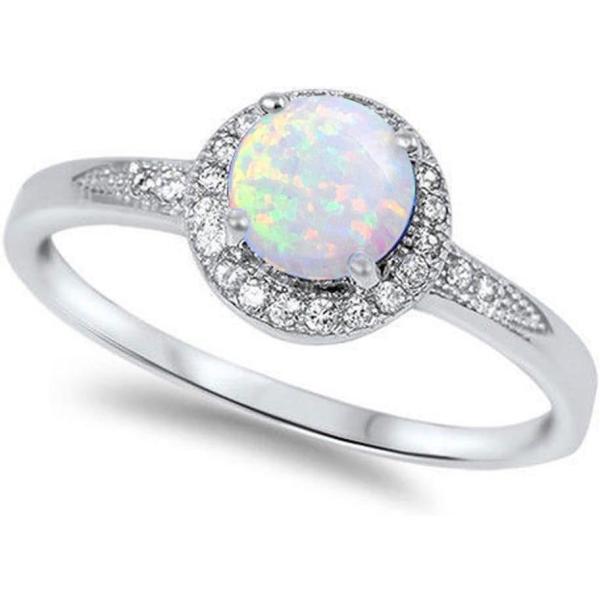 商品名Lab Createdホワイトオパール&amp; CZ。925スターリングシルバーリングサイズ4   12Oxford Diamond Co Created White Opal &amp; Cz .925 Sterling Silv...