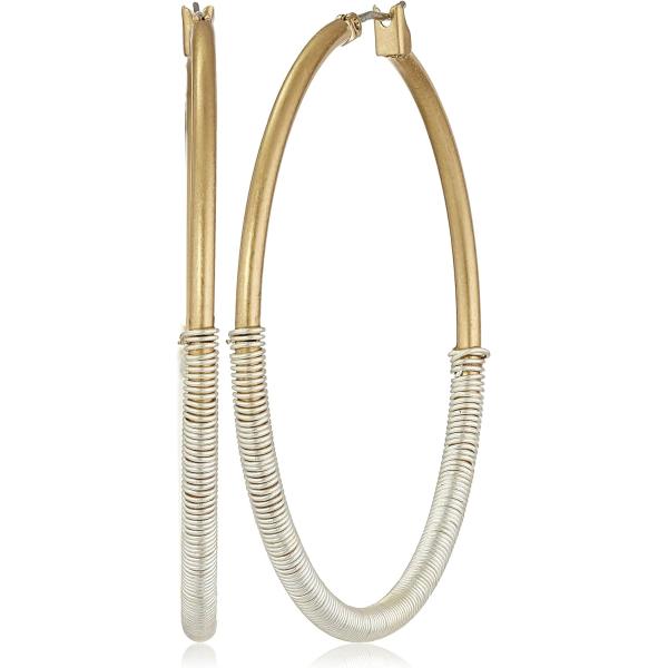 商品名ロバート・リー・モリス&amp;quot; Spunメタル&amp;quot;ツートンカラーWire WrappedフープイヤリングRobert Lee Morris ""Spun Metal"" Two-Tone Wire Wrap...