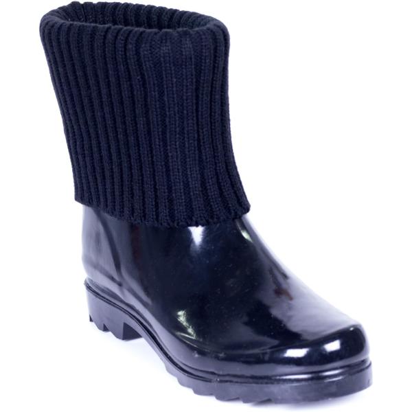 商品名[Forever Young] レディース US サイズ: 7 B(M) US カラー: ブラックForever Young Women Rubber Rain Boots, Black Knit Sock Cuff Style, 7...