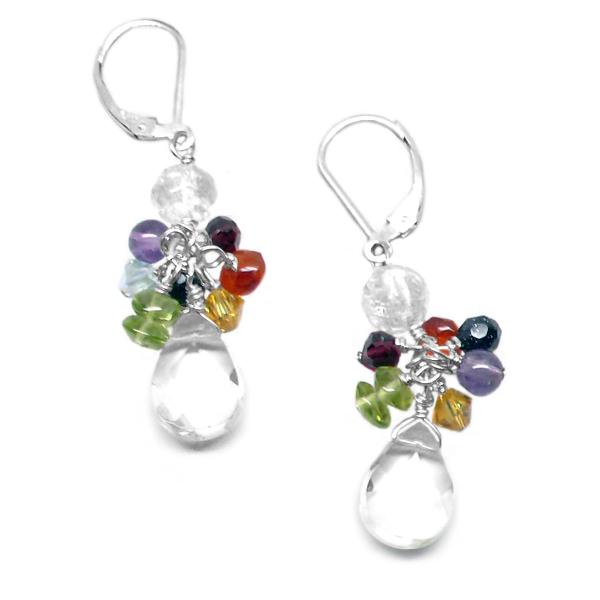 商品名Quartz Crystal Briolette Chakra Gemstone Cluster Drop Earrings Sterling Silverブランド：Meredithbead商品サイズ：商品番号：色：clear素材：q...