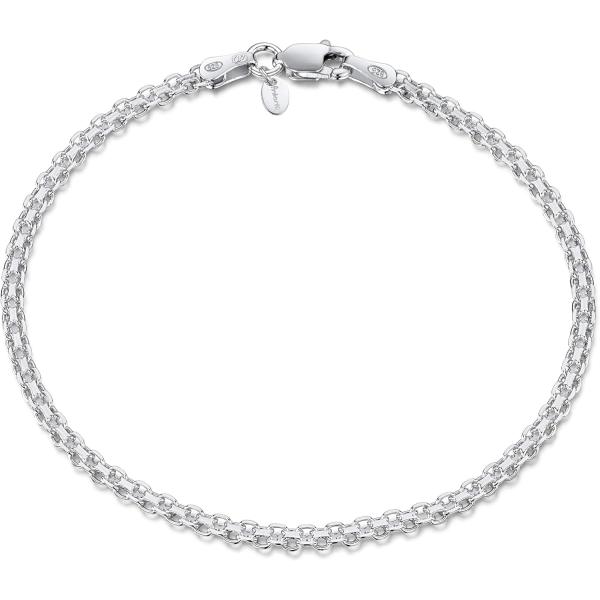 商品名[Amberta] シルバー925 ビスマルクチェーン ブレスレット 幅2.2mm 長さ 18 19 20 cm (20cm)Amberta 925 Sterling Silver 2.2 mm Bismark Chain Brace...