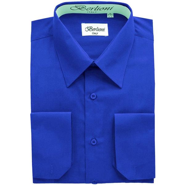 商品名: Berlioni SHIRT メンズ US サイズ: X-Large / 17-17.5" Neck, 32/33 Sleeve カラー: ブルー Men's Dress Shirt - Convertible French Cu...