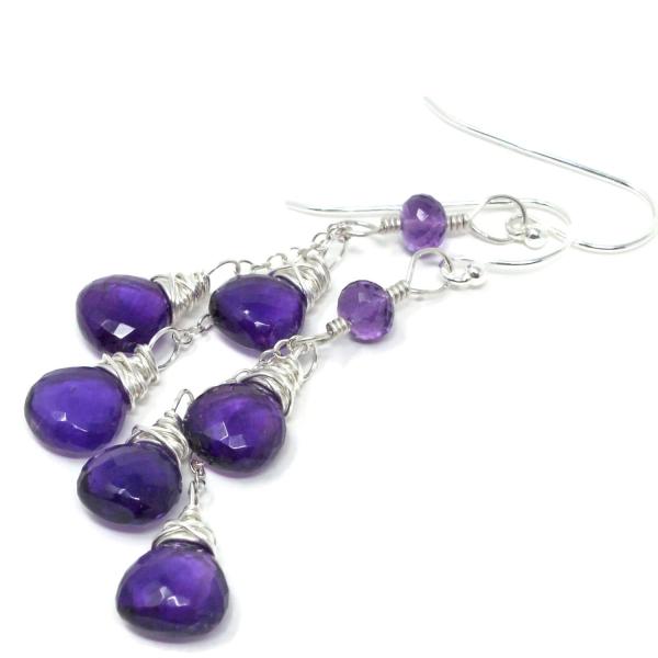 商品名Amethyst Earrings Dangle Sterling Silver Purple Gemstone Briolette Cascadeブランド：Aerides Designs商品サイズ：高さ：2.9 cm横幅：9.7 c...