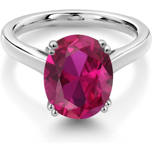 商品名[Gem Stone King] 4.03カラット シンセティック ルビー 指輪 リング レディース 天然 ブラックダイヤモンド シルバー925 7月 誕生石Gem Stone King 925 Sterling Silver Red...