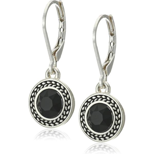 商品名Napier レディース クラシック ジェットスワロフスキー ドロップイヤリングNapier Women's Color Declaration, Silver Tone Jet Black Crystal Glass Leverba...