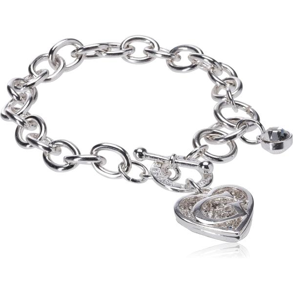 商品名ロゴ入りハートトグルチェーンブレスレットチャームブレスレットGUESS Toggle Chain Bracelet with Logo Heart Link Charm Braceletブランド：GUESS商品サイズ：One Size...