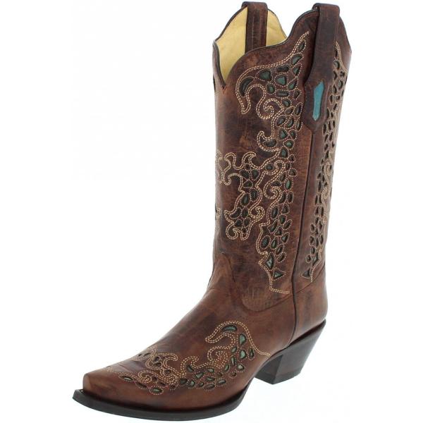 商品名[Corral] レディース カラー: ブラウンCORRAL New Women's R1245 Inlay Western Boots Burnished Brown/Turquoise 7ブランド：Corral Boots商品サイ...