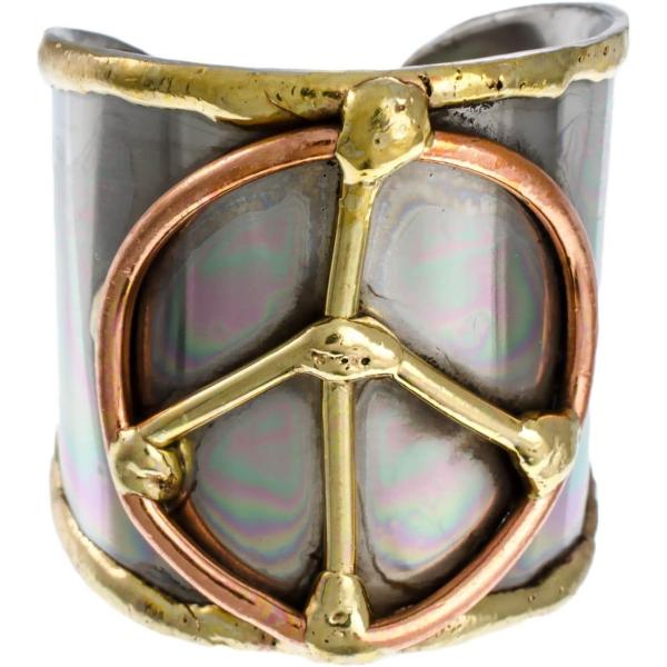 商品名Anju tri-tone Peace Adjustable CuffリングAnju Tri-Tone Peace Adjustable Cuff Ringブランド：Anju商品サイズ：高さ：2 cm横幅：3.2 cm奥行：4.6 c...