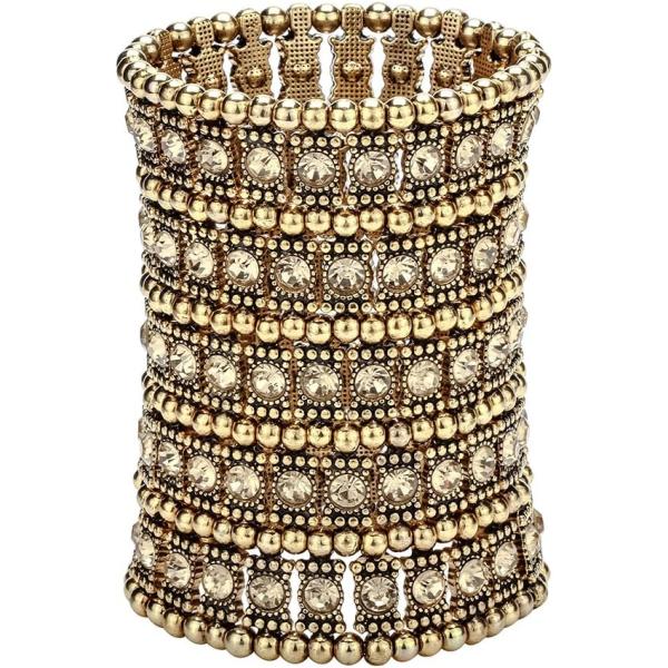 商品名エンジェルジュエリーレディースマルチレイヤークリスタルストレッチブレスレット5行YACQ Women's Multilayer Stretch Cuff Bracelets Fit Wrist Size 6-1/2 to 7-1/2 ...