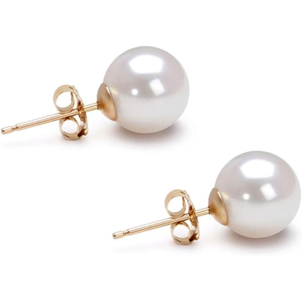 商品名アコヤ養殖真珠イヤリング スタッド AAAA 5-10mm ホワイト養殖真珠 イヤリングセット ゴールドメッキセッティング ホワイトAAAA White Akoya Cultured Pearl Earrings Stud 14K Y...