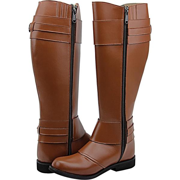 商品名[FAMMZ] レディース カラー: ブラウンFAMMZ Women Ladies Desire Fashion Stylish Motorcycle Riding Leather Tall Knee High Boots Color...