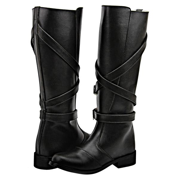 商品名: [FAMMZ] メンズ カラー: ブラック FAMMZ Men's Man Gardena Fashion Stylish Motorcycle Riding Leather Tall Knee High Boots - Blac...
