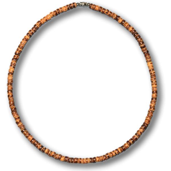 商品名Native Treasure サーファーネックレス ブレスレット ブラウンタイガーココシェルウッド 7-20インチ 5mm 3/16インチNative Treasure 18"" Mens and Womens Real Mixed...