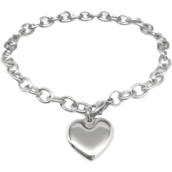 商品名女性用ステンレススチールハートチャームチェーンブレスレット調節可能6.5   8インチ シルバーLoralyn Designs Adjustable Stainless Steel Bracelet with Chunky Chain...