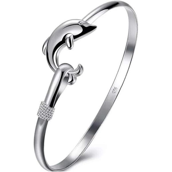 商品名Cy trendy 2 Pcs/Lot Fashion Women Jewelry Solid 925 Sterling Bangle Bracelet Gift Silver Lady Fine Jewelry (1pcs dolp...