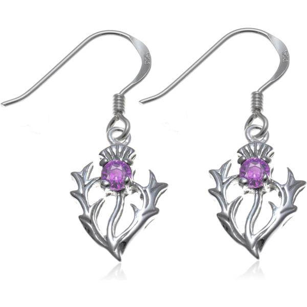 商品名スターリングシルバー イヤリング アメジスト アザミ スコットランドAlexander Castle 925 Sterling Silver Scottish Thistle Genuine Amethyst Earrings - 1...