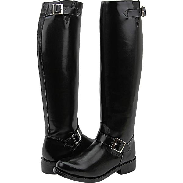 商品名FAMMZ レディース カラー: ブラックFAMMZ Raven Woman Ladies Motorcycle Highway Police Engineer Trooper Patrol Leather Tall Riding B...