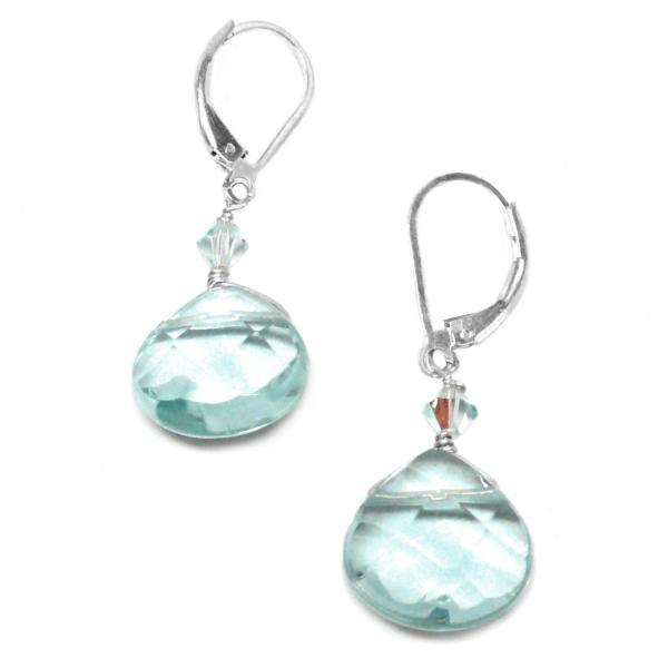 商品名Lab Grown Aqua Quartz 12x12mm Briolette Sterling Silver Lever Back Earrings Crystalブランド：Meredithbead商品サイズ：商品番号：色：aqua...