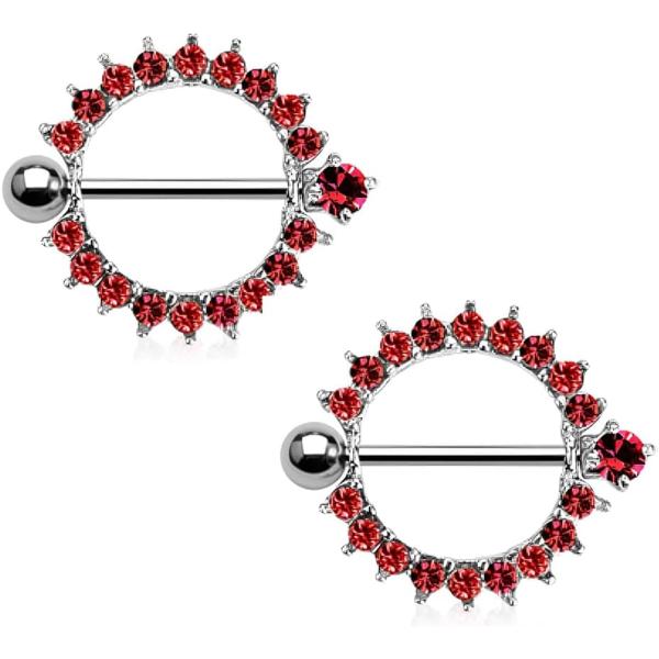 商品名Dynamique 14Gペアの宝石セット バーベルニップルシールドDynamique 14G Pair of Gem Set Barbell Nipple Shields (Red)ブランド：Dynamique商品サイズ：高さ：1....