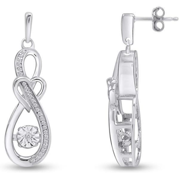 商品名1/5 Cttw ダンシング天然ダイヤモンド インフィニティ ハートドロップイヤリング 14Kゴールドオーバースターリングシルバー, ホワイトゴールド スターリングシルバー ダイヤモンド, ダイヤモンドTHE JEWEL ZONE 1...