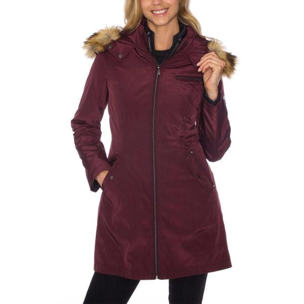 商品名: T Tahari OUTERWEAR レディース Tahari Women's 3-in-1 Systems Water Resistant Jacket with Faux Fur Trim (X-Large, Port)ブラン...