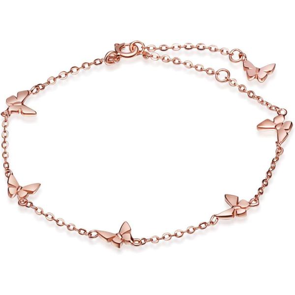 商品名Infinite Uレディースバタフライチャームブレスレット925スターリングシルバーHandリンクチェーン、調節可能、ローズゴールドInfinite U Women's Butterfly Charm Bracelet 925 St...