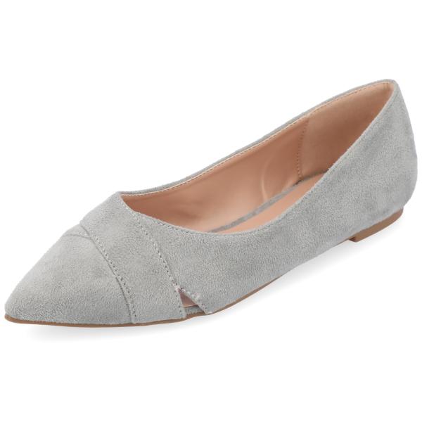 商品名: [Journee Collection] レディース カラー: グレー Journee Collection Womens Winslo Ballet Flat with Pointed Toe and Criss Cross D...