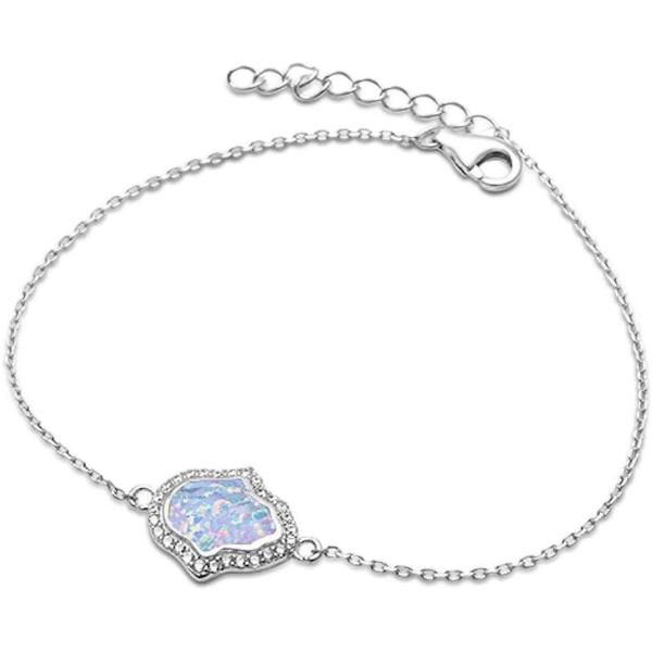 商品名Oxford Diamond Co .925 Solid Sterling Silver Lab Created Opal &amp; Cubic Zirconia Hand of Hamsa Bracelet COLORS AVAI...