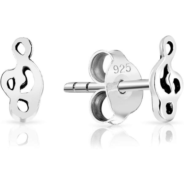 商品名DTPsilver 925 Sterling Silver TINY Studs Earrings - Hand-crafted Style Treble Clef/Musical Note - Dimensions: 3 x 6 m...