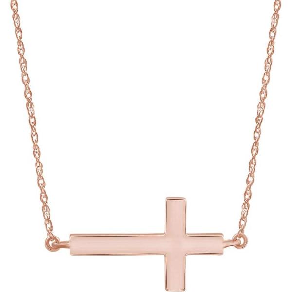 商品名Jewel Zone US 14Kゴールドオーバー スターリングシルバー オフセンターサイドウェイクロスネックレスペンダントJewel Zone US 14k Rose Gold Over Sterling Silver Off Ce...