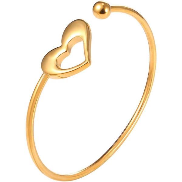 商品名ファッションスキニーハート/ムーンスターバングルステンレススチール/ゴールドメッキラウンドOpen Cuff Bracelets For WomenU7 Heart Cuff Bracelet for Women, 18K Gold ...