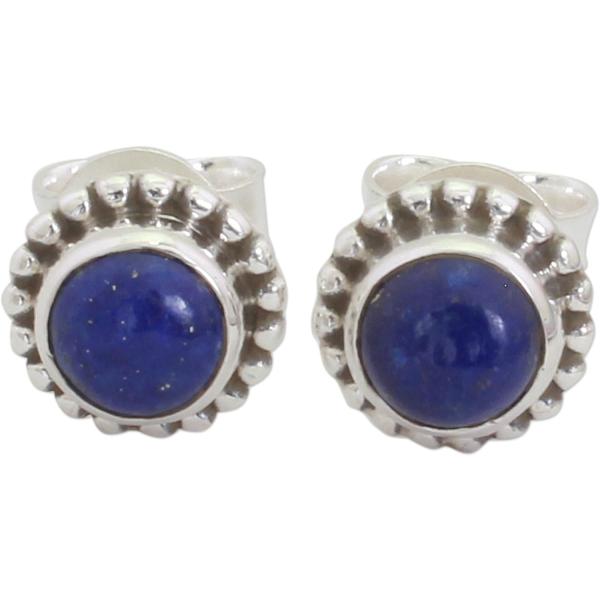 商品名NOVICA ラピスラズリ 925スターリングシルバー ポストラウンドスタッドピアス ブルーグローブNOVICA Artisan Handmade Lapis Lazuli Stud Earrings .925 Sterling Si...