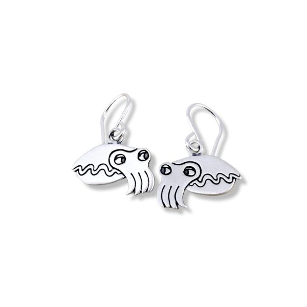 商品名Mark Poulin Sterling Silver Cuttlefish Earrings 925 Dangle for Women and Girls - Funny and Cute Earrings on French Ho...