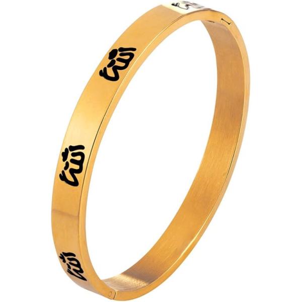 商品名U7 アッラー ブレスレット レディース ガールズ プラチナ18Kゴールドメッキ リンクチェーン コインスタイル ブレスレット バングル 宗教 イスラム教ジュエリー, M, ステンレス鋼U7 Allah Bangle 18K Gold...