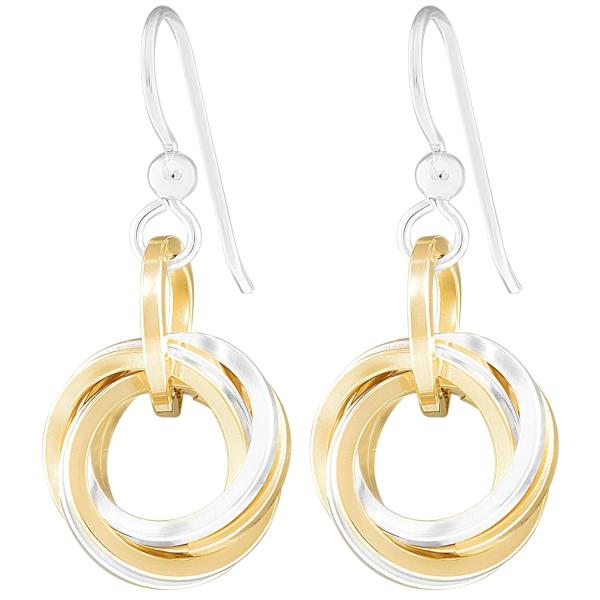 商品名Two-Tone Love Knot Dangle Earrings with Mixed 14K Gold-Filled and 925 Sterling Silver Circles Everyday Jewelry Gift I...