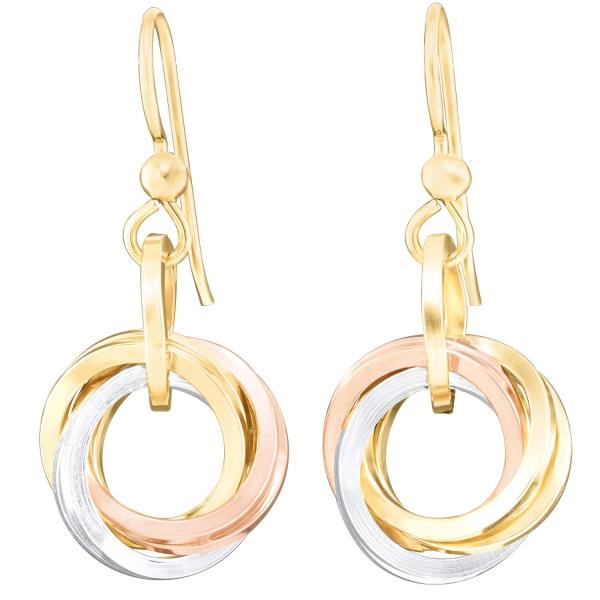 商品名Tricolor Love Knot Everyday Dangle Earrings with 925 Sterling Silver and 14K Yellow and Rose Gold-Filled Circles Uniq...